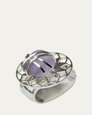 NOMI K Stone Design Napkin Rings, Set Of 4