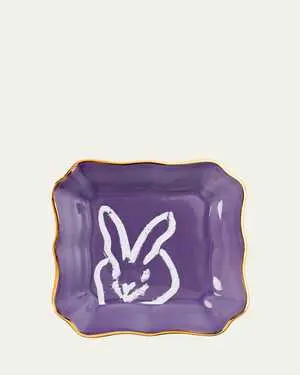 HUNT SLONEM Portrait Plate With Gold Rim - Purple Purple