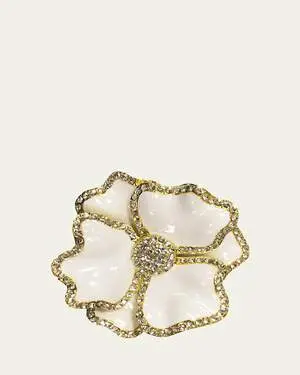 NOMI K Flower Napkin Rings With Crystal Border, Set Of 4 - White