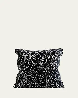 HUNT SLONEM Rabbit Run Pillow, 22" Black