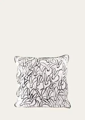 HUNT SLONEM Rabbit Run Pillow, 22" No Color