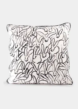 HUNT SLONEM Rabbit Run Pillow, 22" White