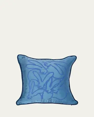 HUNT SLONEM Embroidered Silk & Velvet Seven Bunny Pillow, 22" Multi