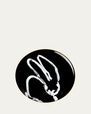 HUNT SLONEM Rabbit Run Dinner Plate With Gold Rim Black - Black Multi