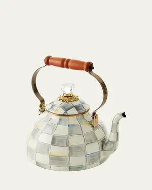 MACKENZIE-CHILDS Sterling Check Tea Kettle, 3qt