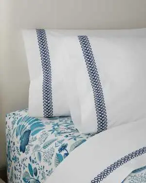 MATOUK SCHUMACHER Astor Braid Pillowcases, Pair, Standard Indigo