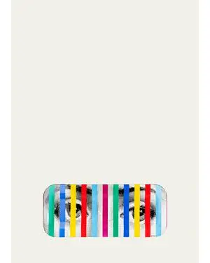 FORNASETTI Face Stripes Tray, 9.8" X 23.63" Multi