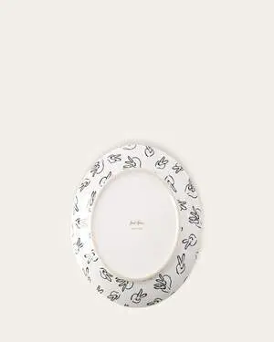 HUNT SLONEM Rabbit Run Dinner Plate With Gold Rim White