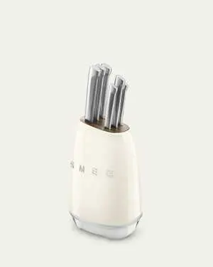 SMEG 7-piece Knife Block Set - Cream