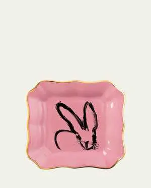 HUNT SLONEM Portrait Plate With Gold Rim - Pink Pink