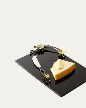Michael Aram Gold Orchid Small Cheese Board & Knife - Silver