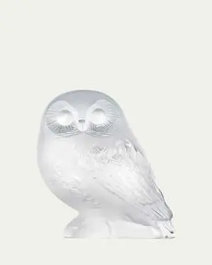 Lalique Shivers" Crystal Owl Figure - Clear
