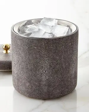 Aerin Faux Shagreen Ice Bucket, Chocolate One-color