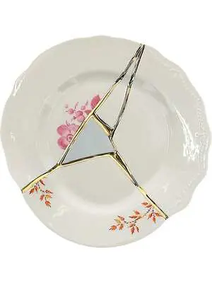 SELETTI Crack Detail Plate - White