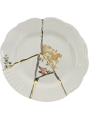 SELETTI Crack Detail Plate - White
