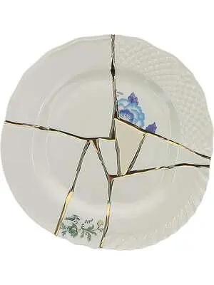 SELETTI Crack Detail Plate - White