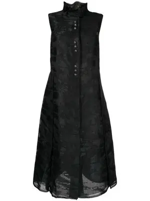 Shiatzy Chen Brushed-print Detail Midi Dress - Black