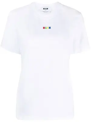 MSGM Logo Embroidered Cotton T-shirt
