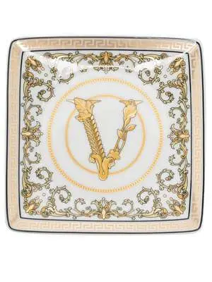 Versace Logo Engraved Tray - White