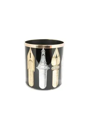 FORNASETTI Printed Paper Basket - Black