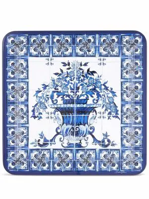 Dolce & Gabbana Large Mediterraneo-print Wooden Tray - Blue