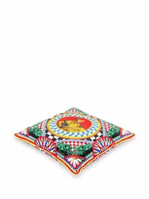 Dolce & Gabbana Medium Carretto-print Square Velvet Cushion