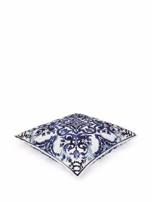Dolce & Gabbana Medium Blu Mediterraneo-print Canvas Cushion