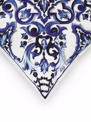 Dolce & Gabbana Medium Blu Mediterraneo-print Canvas Cushion