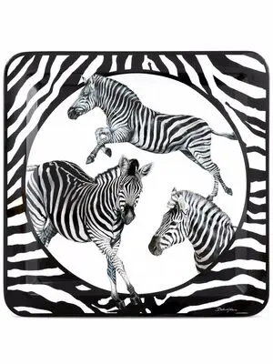 Dolce & Gabbana Zebra-print Wooden Large Tray - White