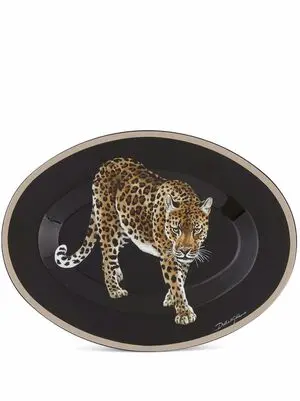 Dolce & Gabbana Leopard-print Wooden Tray - Black