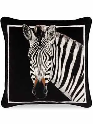 Dolce & Gabbana Small Zebra-print Velvet Cushion - Black
