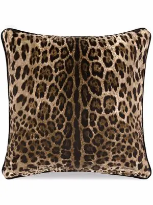 Dolce & Gabbana Medium Leopardo-print Velvet Cushion - Brown