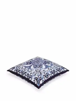 Dolce & Gabbana Medium Blu Mediterraneo-print Duchesse Cotton Cushion - Blue