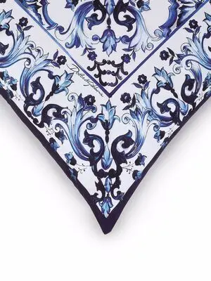 Dolce & Gabbana Medium Blu Mediterraneo-print Duchesse Cotton Cushion - Blue