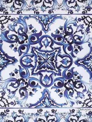 Dolce & Gabbana Medium Blu Mediterraneo-print Duchesse Cotton Cushion - Blue