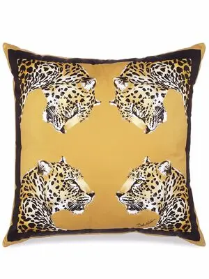 Dolce & Gabbana Medium Leopardo-print Duchesse Cotton Cushion - Yellow