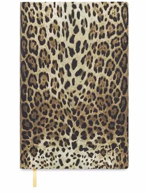 Dolce & Gabbana Small Leopard-print Leather Ruled Notebook - Yellow