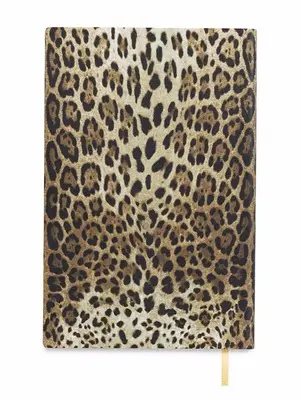 Dolce & Gabbana Small Leopard-print Leather Ruled Notebook