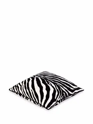 Dolce & Gabbana Medium Zebra-print Velvet Cushion - Black