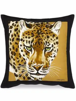 Dolce & Gabbana Small Leopardo-print Canvas Cushion - Brown