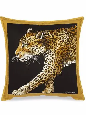 Dolce & Gabbana Medium Leopardo-print Canvas Cushion - Black