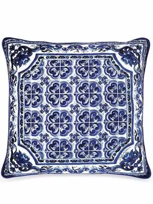 Dolce & Gabbana Mediterraneo-print Cushion - Blue