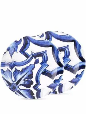 Dolce & Gabbana Blu Mediterraneo-print Porcelain Bread Plates - White