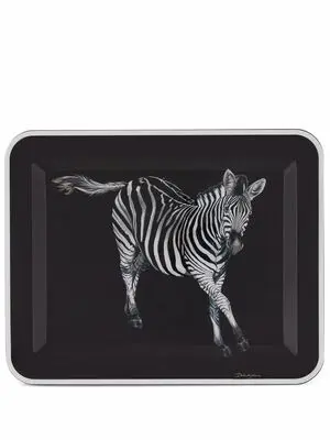 Dolce & Gabbana Medium Zebra-print Wood Tray - Black