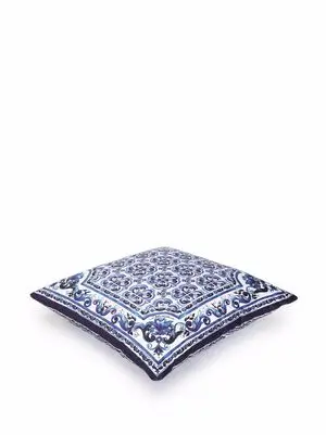 Dolce & Gabbana Small Blu Mediterraneo-print Duchesse Cotton Cushion