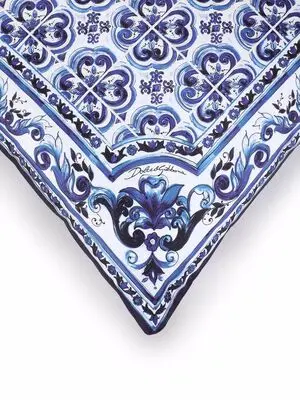 Dolce & Gabbana Small Blu Mediterraneo-print Duchesse Cotton Cushion