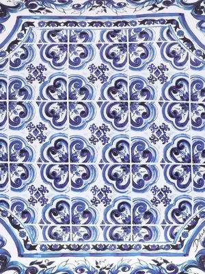 Dolce & Gabbana Small Blu Mediterraneo-print Duchesse Cotton Cushion