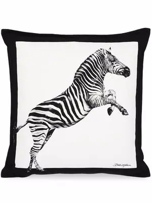 Dolce & Gabbana Small Zebra-print Canvas Cushion - White
