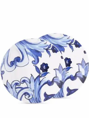 Dolce & Gabbana Blu Mediterraneo-print Porcelain Bread Plates - White