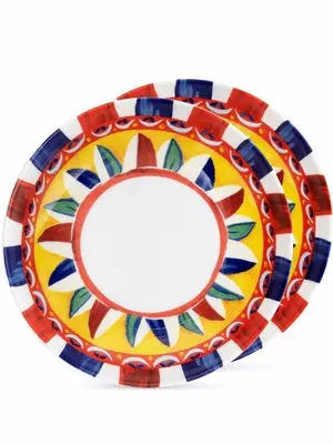 Dolce & Gabbana Carretto-print Porcelain Soup Plates - Red
